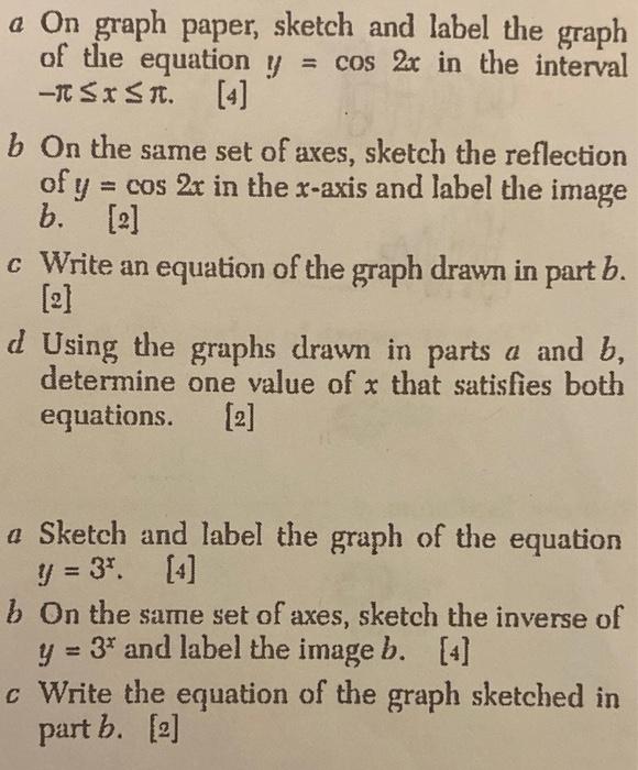 Solved a On graph paper, sketch and label the graph of the | Chegg.com