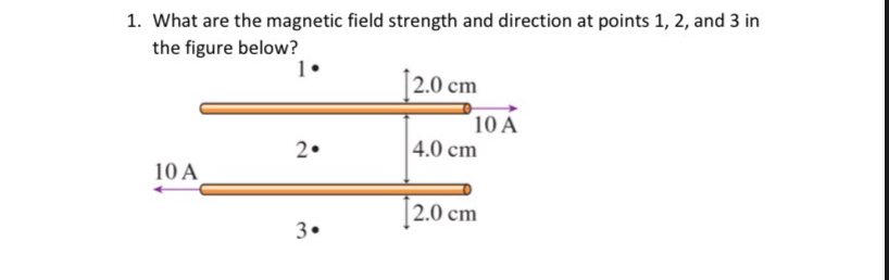 Solved What are the magnetic field strength and direction at | Chegg.com