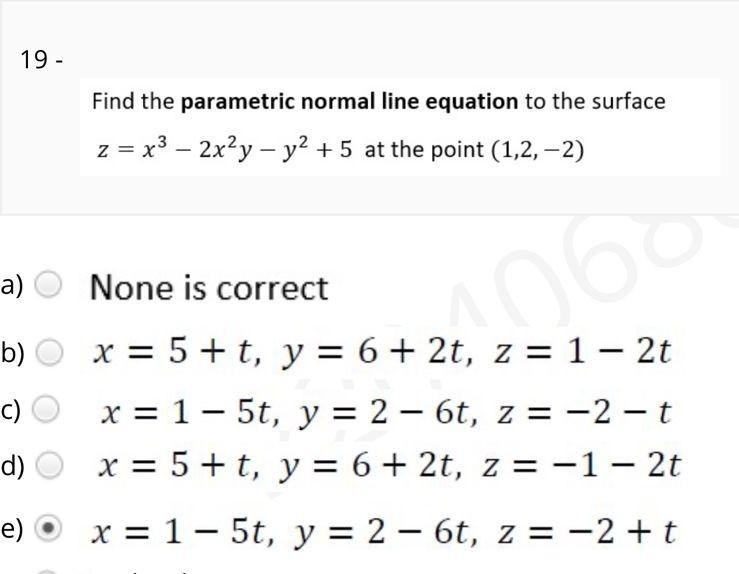 Solved Find the parametric normal line equation to the | Chegg.com