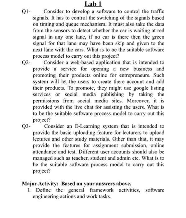 Solved Q2- Lab 1 QI- Consider to develop a software to | Chegg.com