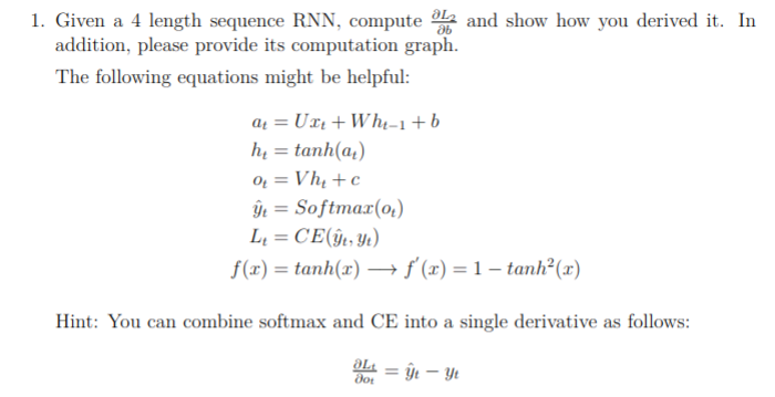 Solved send to expert Given a 4 ﻿length sequence RNN, | Chegg.com