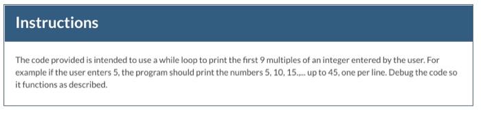 Solved Instructions The code provided is intended to use a | Chegg.com