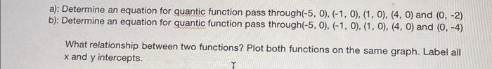 Solved a): Determine an equation for quantic function pass | Chegg.com