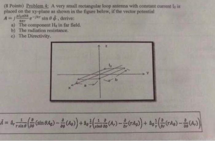 Solved (8 Points) Problem 4; A very small rectangular loop | Chegg.com