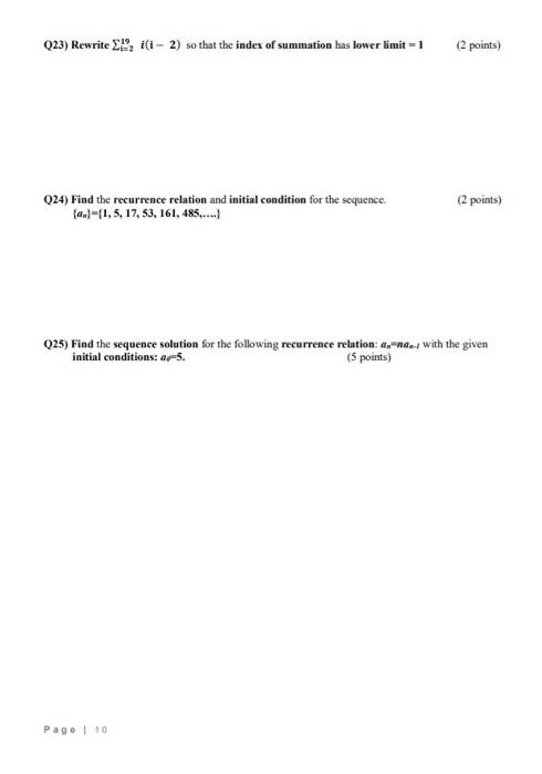 Solved Q23) Rewrite ∑i=219i(i−2) so that the index of | Chegg.com