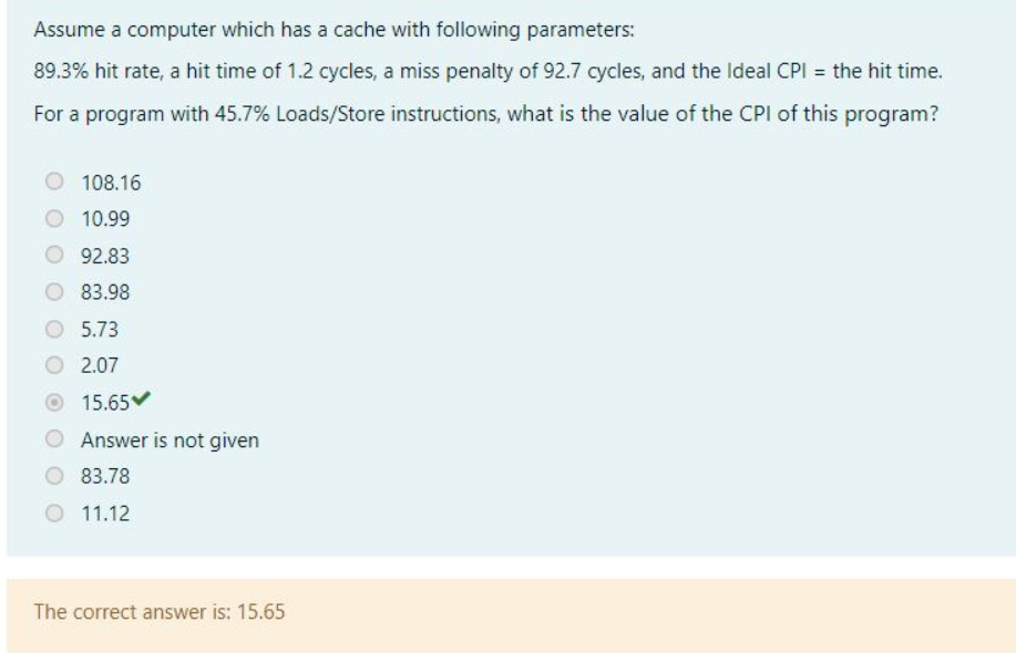 Assume a computer which has a cache with following | Chegg.com