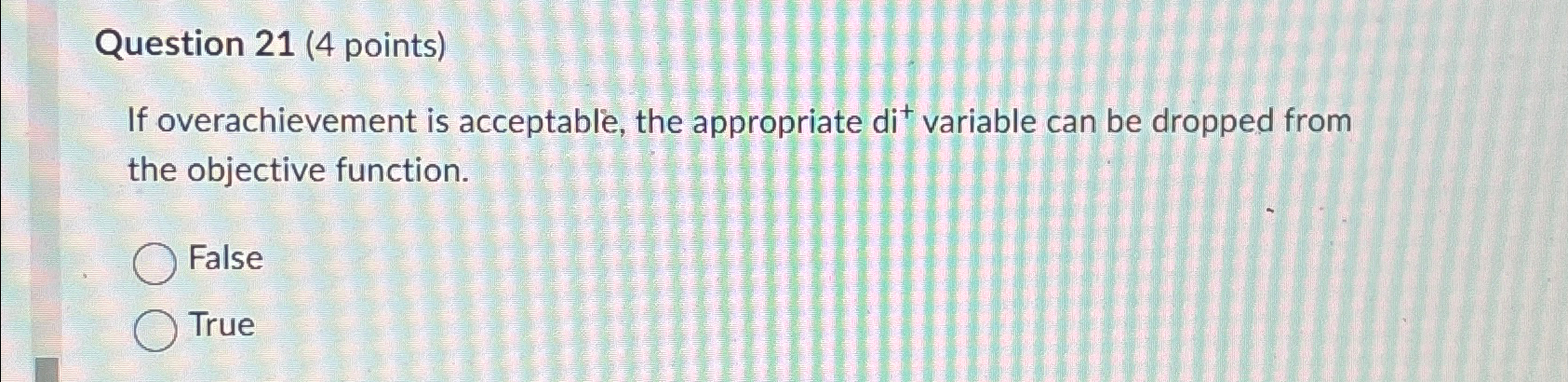 Solved Question 21 (4 ﻿points)If overachievement is | Chegg.com