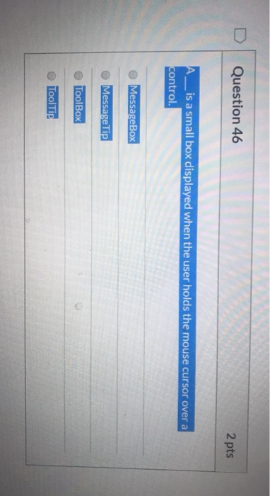 Solved Question 47 2 pts Which of the following is NOT a | Chegg.com