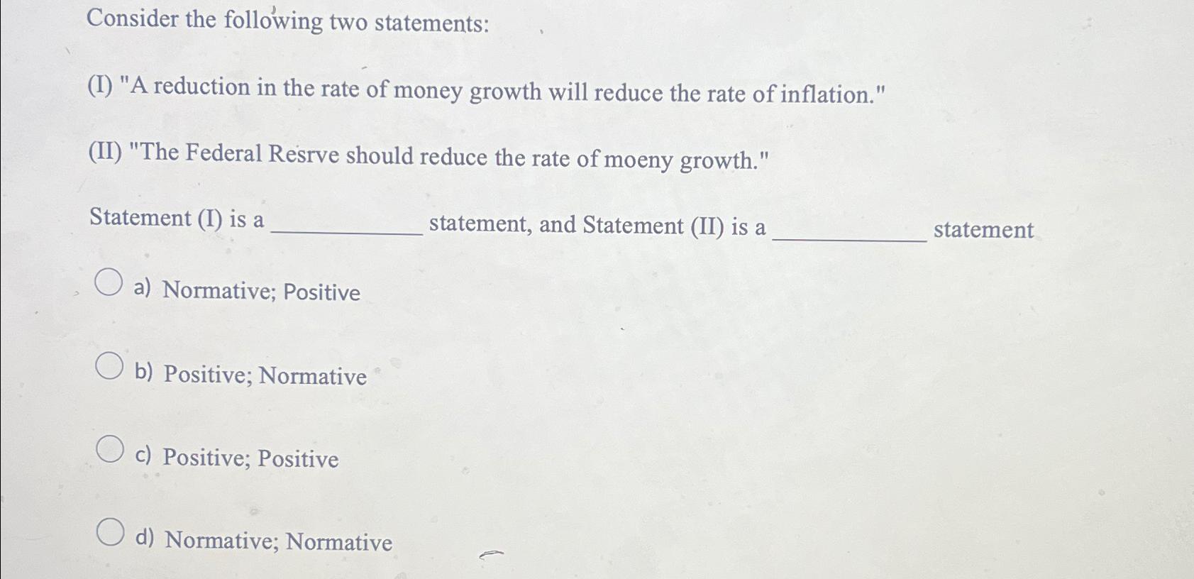 Solved Consider the following two statements:(I) ﻿"A | Chegg.com