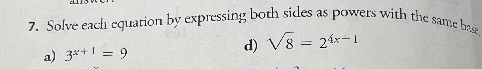 Solved Solve each equation by expressing both sides as | Chegg.com