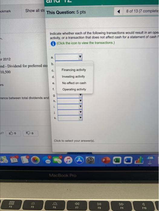 Solved Indicate whether each of the following transactions | Chegg.com