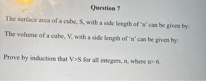 Solved The surface area of a cube, S, with a side length of | Chegg.com