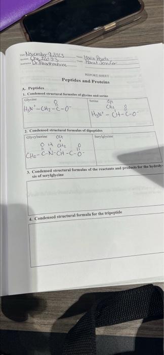Solved REPORT SHEET Peptides and Proteins A. Peptides 1. | Chegg.com