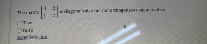 Solved Two matrices and [] ] are similar. True False Reset | Chegg.com