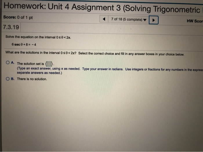Solved Homework Unit 4 Assignment 3 Solving Trigonometric