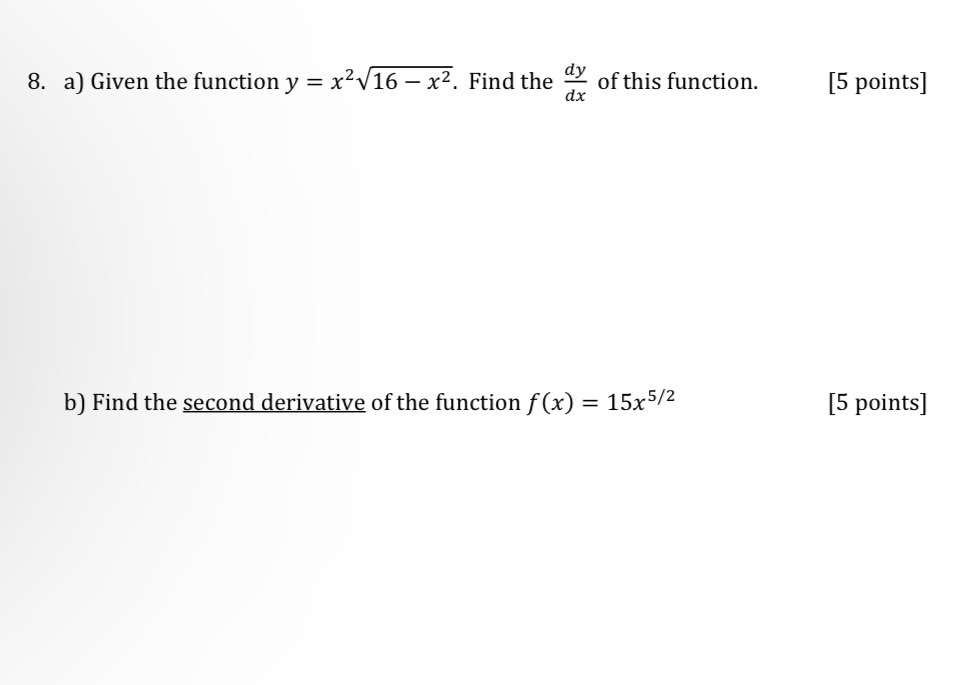 Solved a) ﻿Given the function y=x216-x22. ﻿Find the dydx ﻿of | Chegg.com