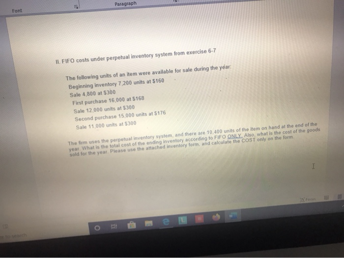 Solved Font Paragraph Styles IL FIFO costs under perpetual | Chegg.com