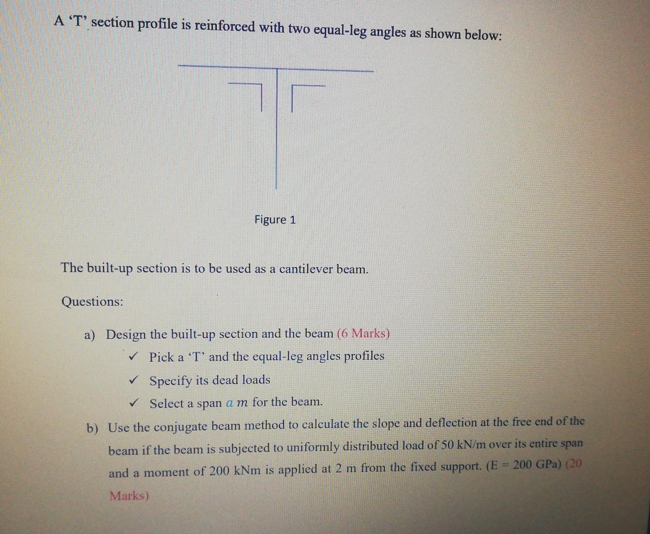 Solved A ' T ' section profile is reinforced with two | Chegg.com