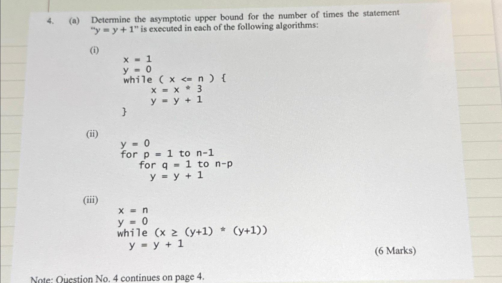Solved (a) ﻿Determine the asymptotic upper bound for the | Chegg.com