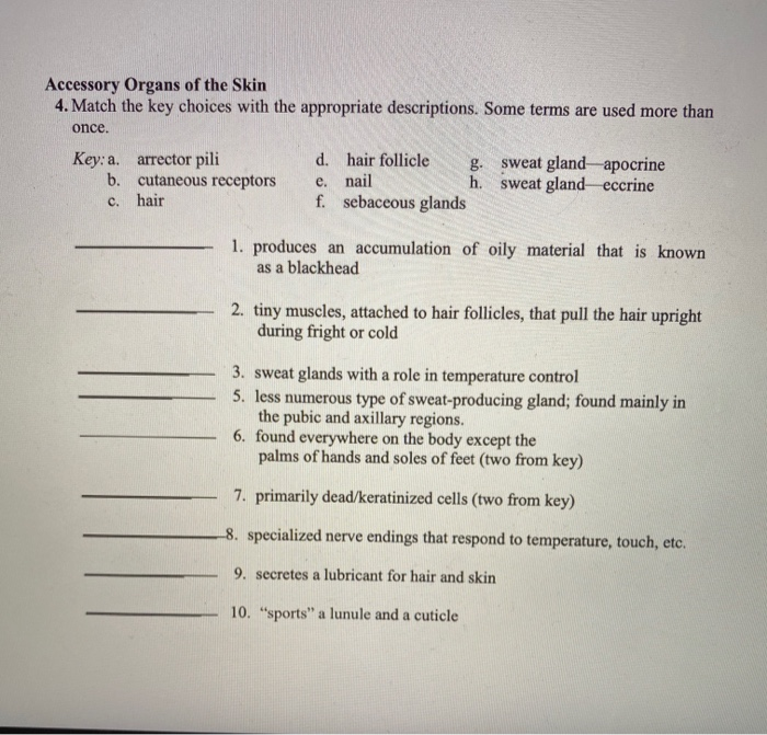 Solved 1. Using the key choices, choose all responses that | Chegg.com