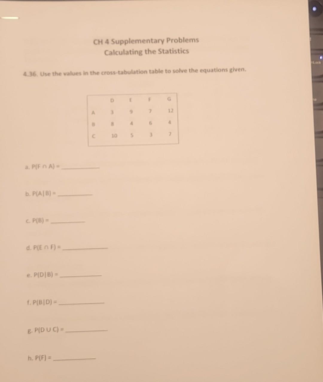 Solved 4 Supplementary Problems Calculating the Statistics | Chegg.com