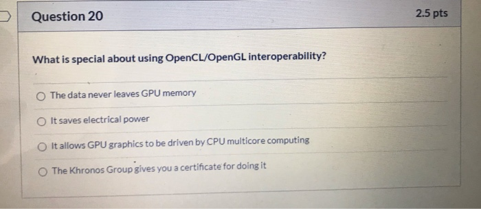 Solved Question 19 2.5 pts The OpenCL function | Chegg.com