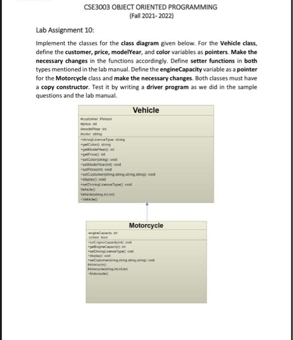 CSE3003 OBJECT ORIENTED PROGRAMMING (Fall 2021-2022) | Chegg.com
