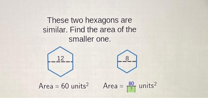 Solved These two hexagons are similar. Find the area of the | Chegg.com