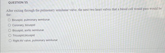 Solved After exiting through the pulmonary semilunar valve, | Chegg.com