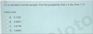 Solved z ﻿is a standard normal variable. Find the | Chegg.com