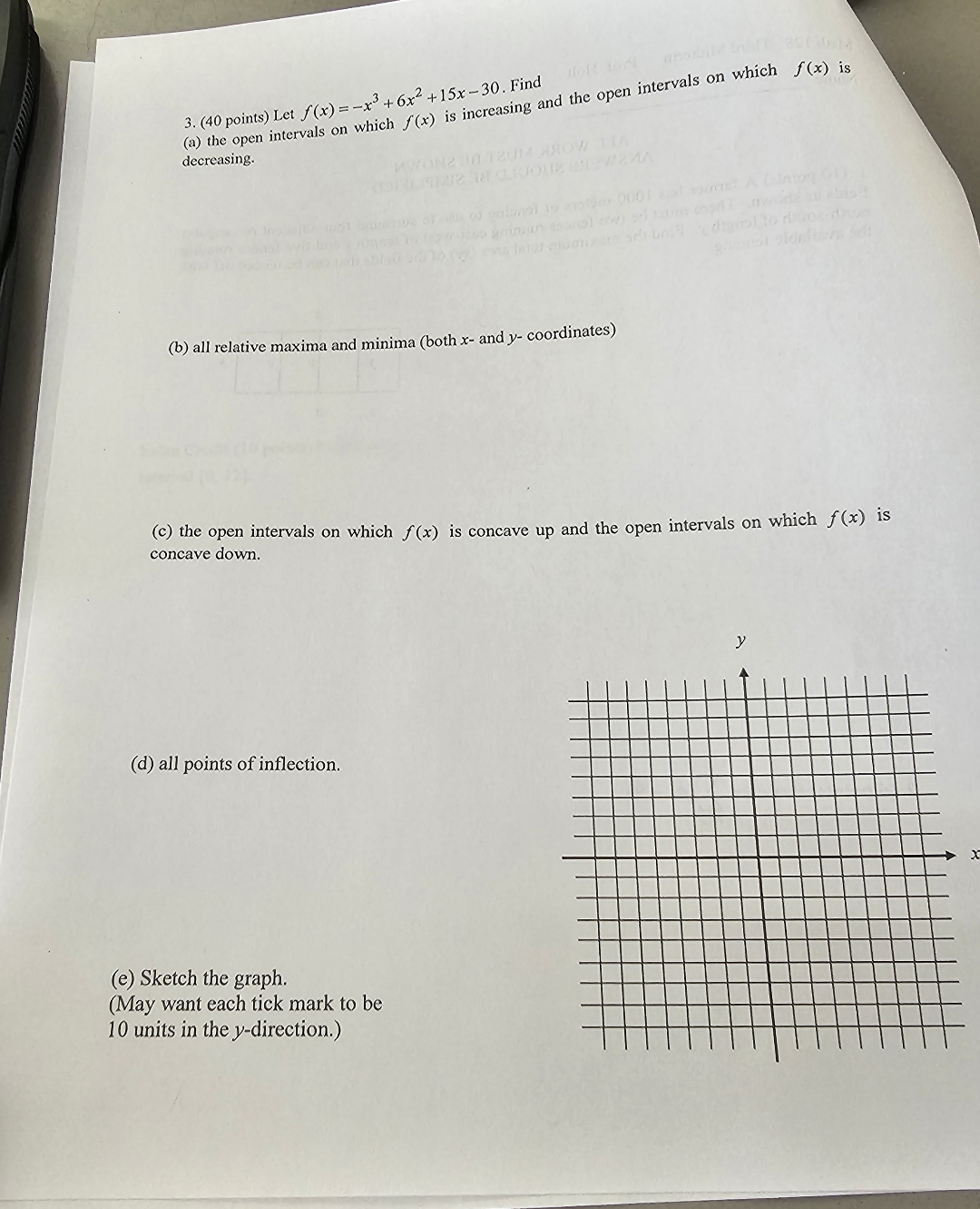 Solved (40 points) Let f(x)=-x3+6x2+15x-30. Find (a) the | Chegg.com Solved (40 points) Let f(x)=-x3+6x2+15x-30. Find (a) the | Chegg.com