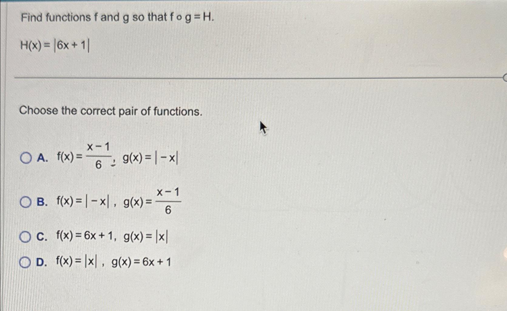 Solved Find Functions F ﻿and G ﻿so That