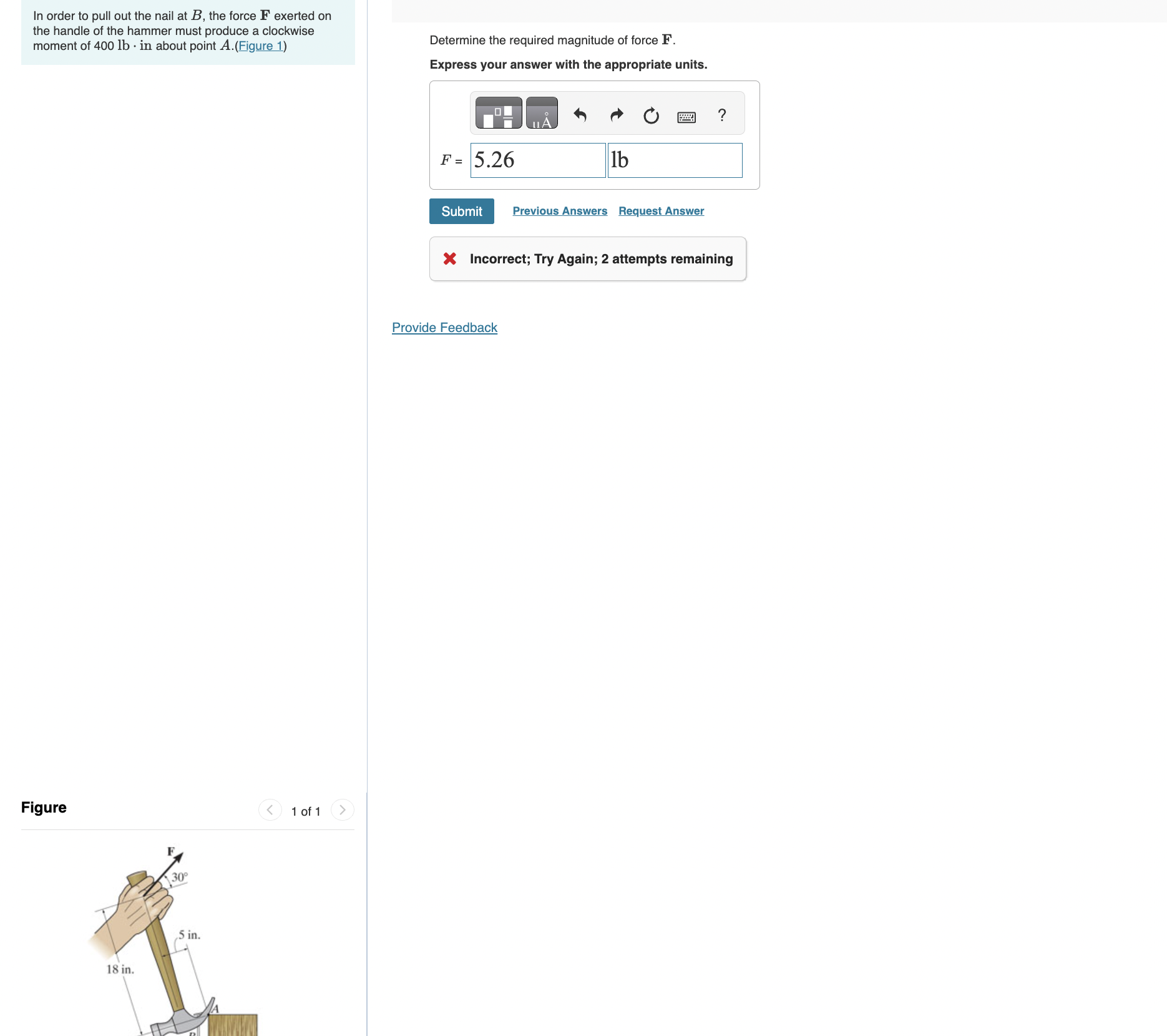 Solved In order to pull out the nail at \( ﻿B \), ﻿the force | Chegg.com