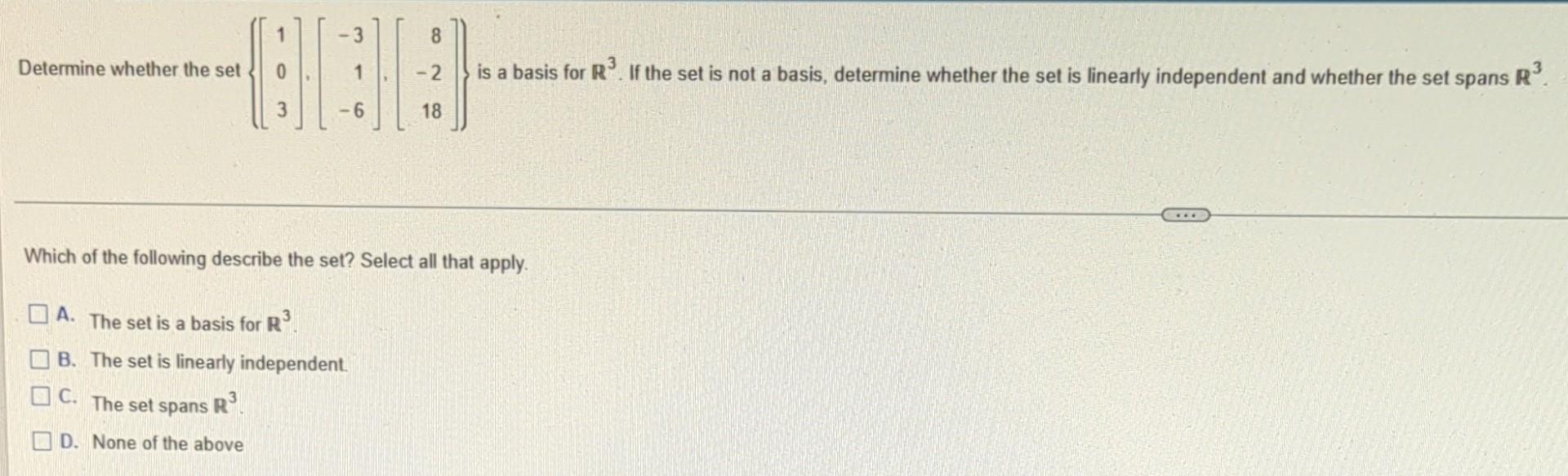Solved Determine whether the set | Chegg.com