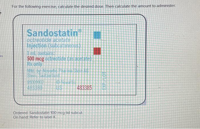 Solved For the following exercise, calculate the desired | Chegg.com