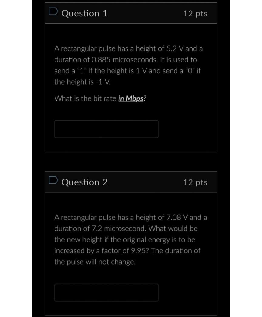 Solved A rectangular pulse has a height of 5.2 V and a | Chegg.com