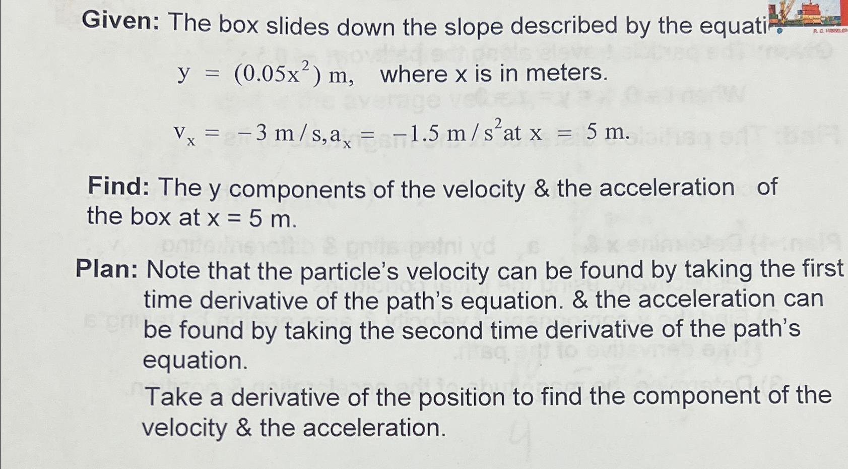 Solved Given: The box slides down the slope described by the | Chegg.com