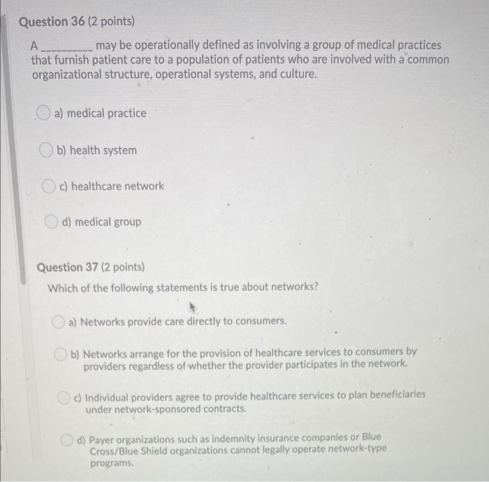 Solved Question 36 (2 points) A ____ may be operationally | Chegg.com