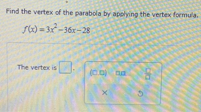 Solved Find the vertex of the parabola by applying the | Chegg.com