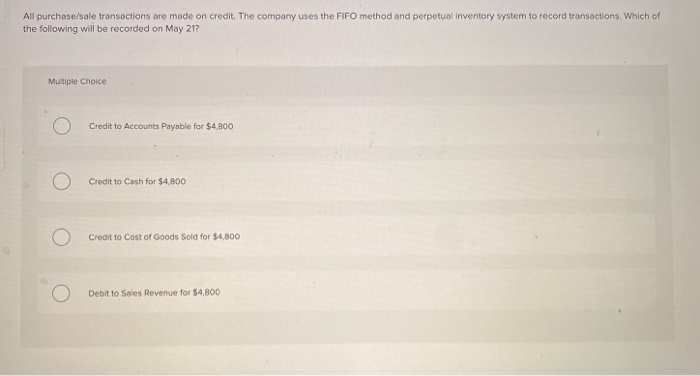 All purchase/sale transactions are made on credit. | Chegg.com