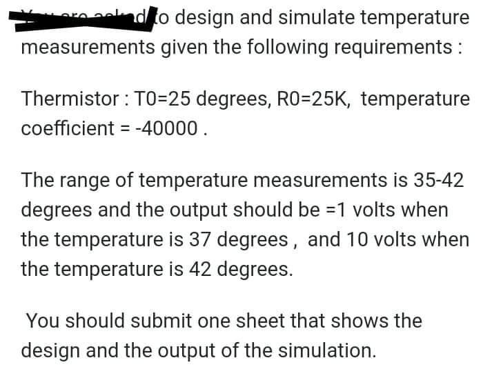 Solved Gold to design and simulate temperature measurements | Chegg.com