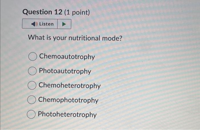 What is your nutritional mode? Chemoautotrophy | Chegg.com