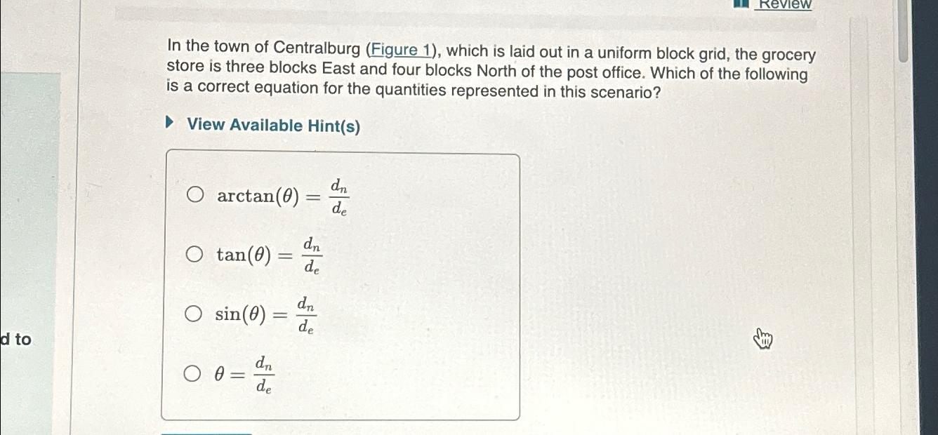 Solved In the town of Centralburg (Figure 1), ﻿which is laid | Chegg.com