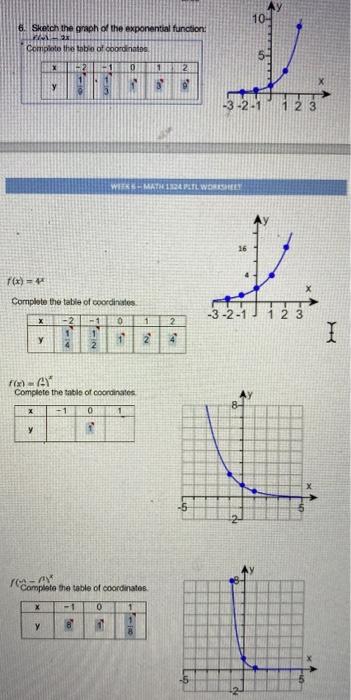 Solved 10- 6. Sketch the graph of the exponential function: | Chegg.com