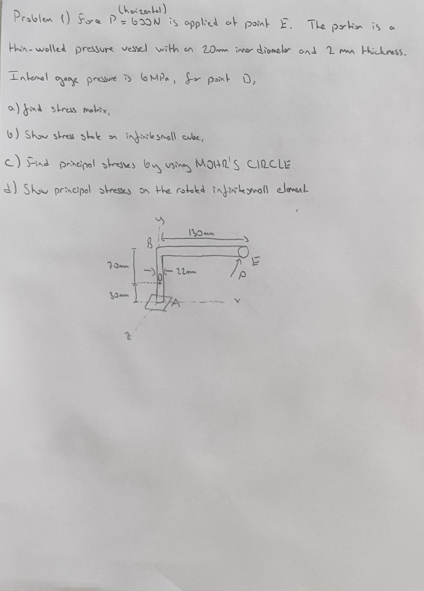 Solved Problem 1) ﻿Horizantal Force P=600N ﻿is applied at | Chegg.com