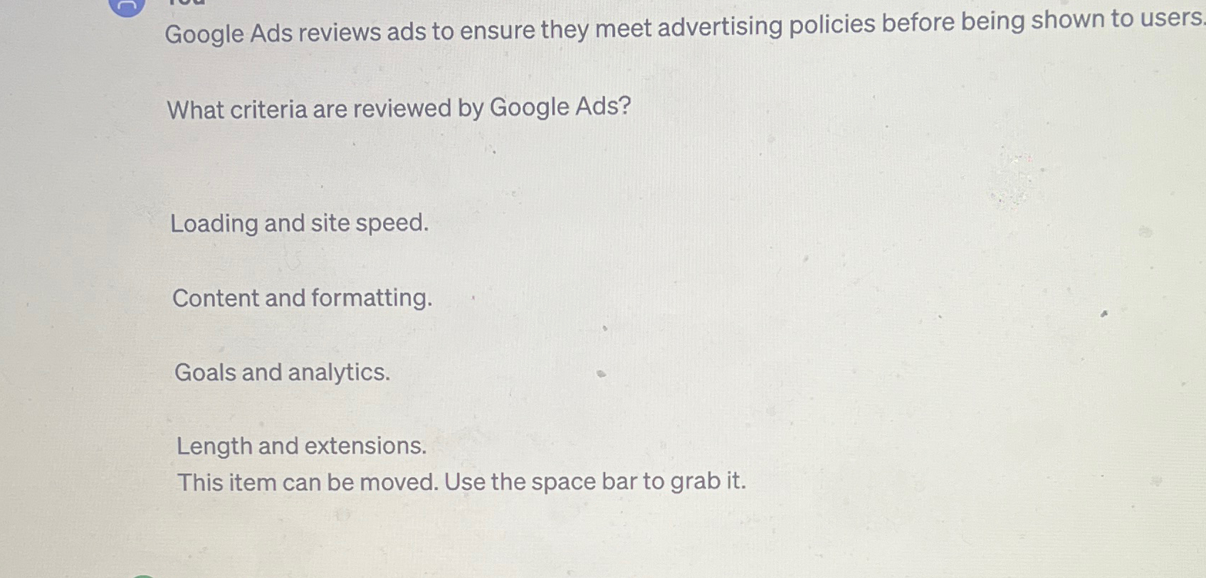 Solved Google Ads reviews ads to ensure they meet | Chegg.com