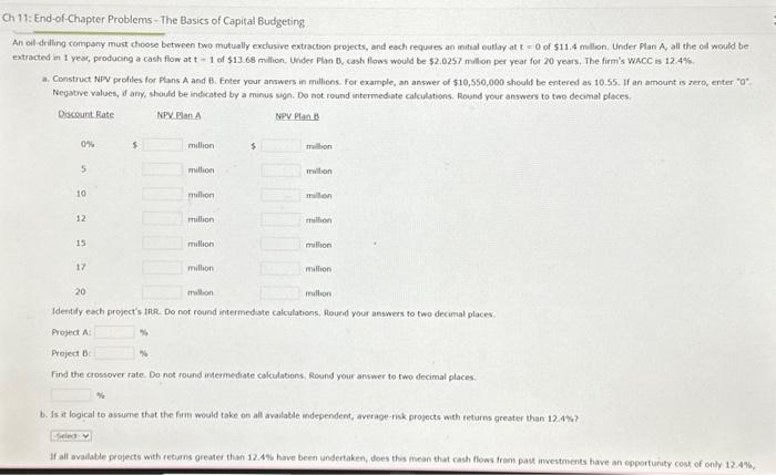 Solved 11: End-of-Chapter Problems - The Basics of Capital | Chegg.com