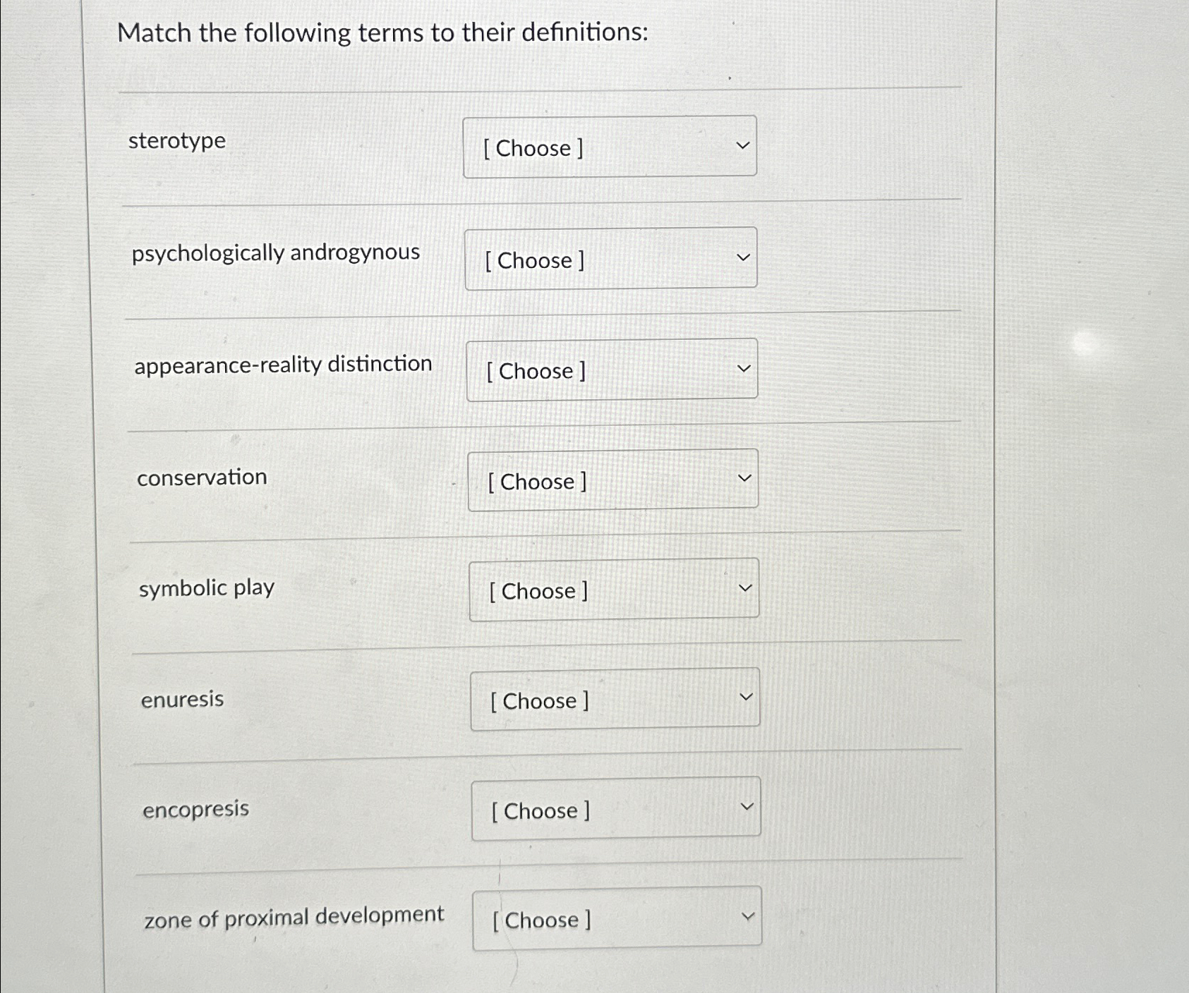 Solved Match the following terms to their | Chegg.com