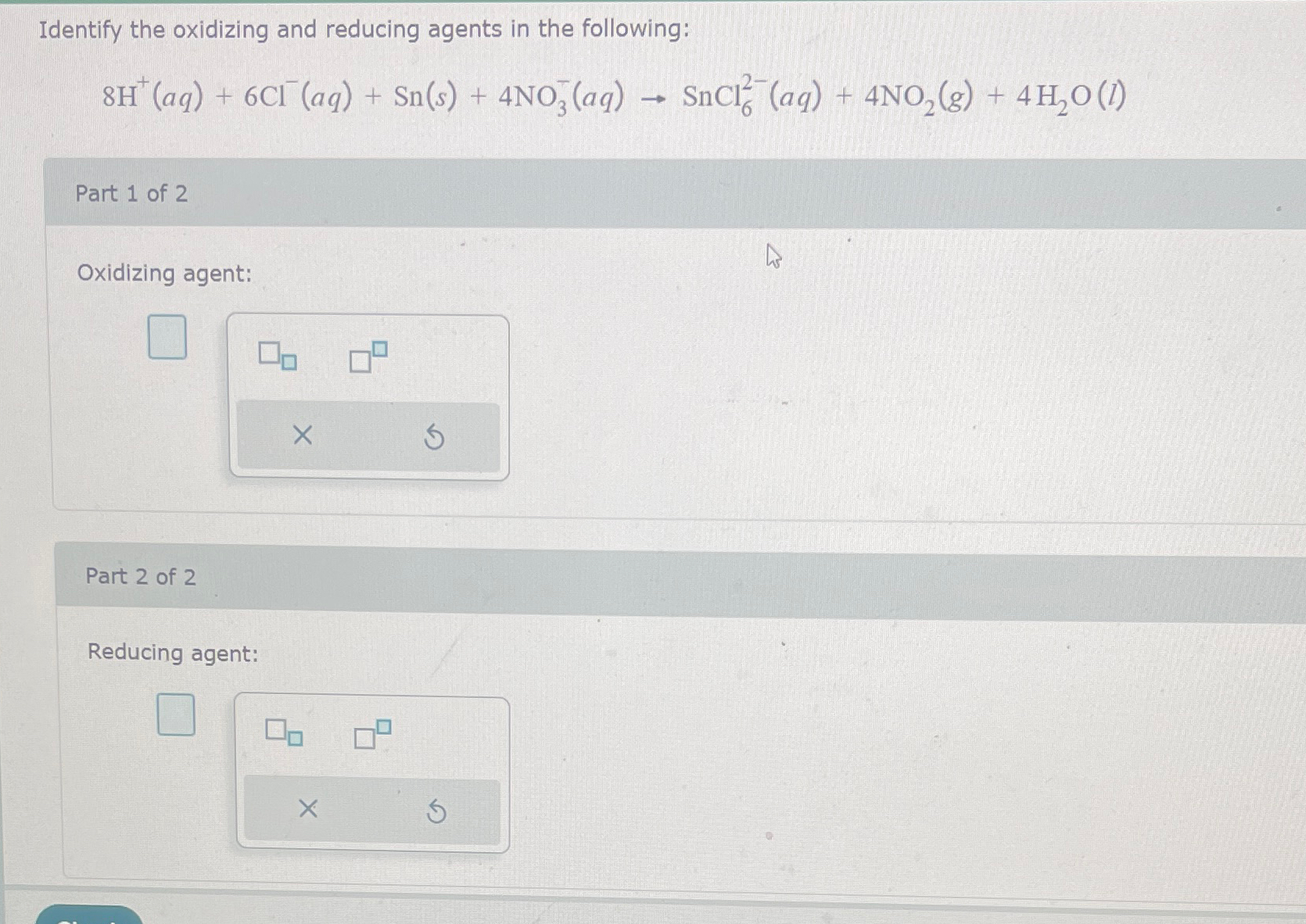 Solved Identify the oxidizing and reducing agents in the | Chegg.com