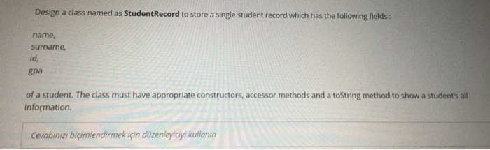 Solved Design a class named as StudentRecord to store a | Chegg.com